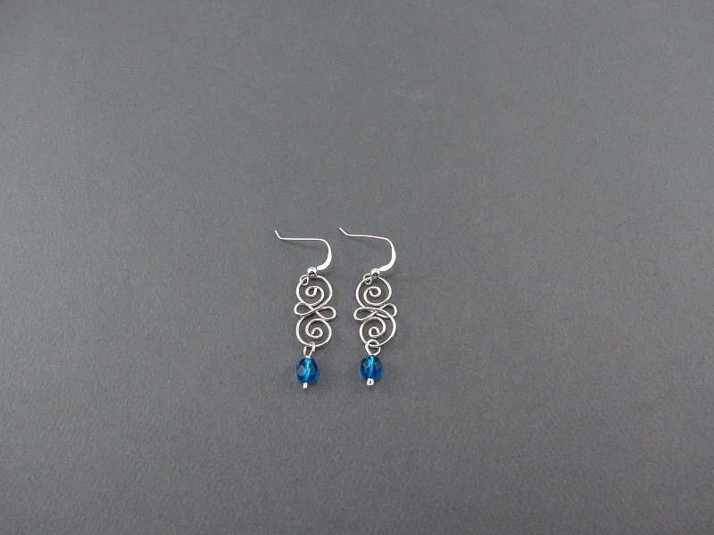 Wire Work Twisted Swirl Earring Sterling Silver With Bead - Wire Work ...