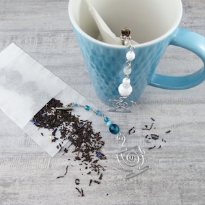 Tea Bag Steeper - Tea Bag Clip With Silver Wire Tea Cup and Glass Beads ...