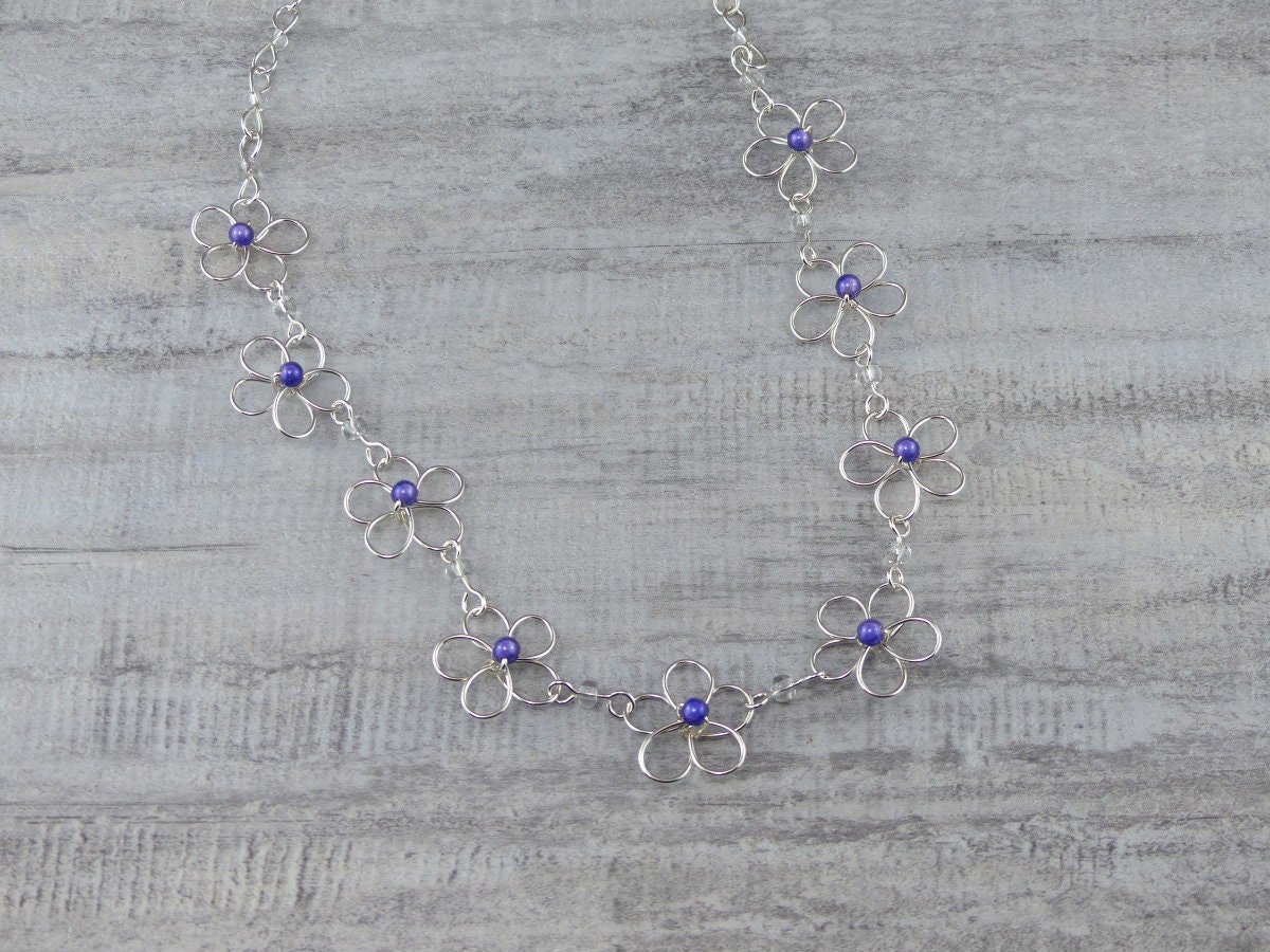 Handmade Flower Necklace Silver Flower Choker Necklace for | Etsy