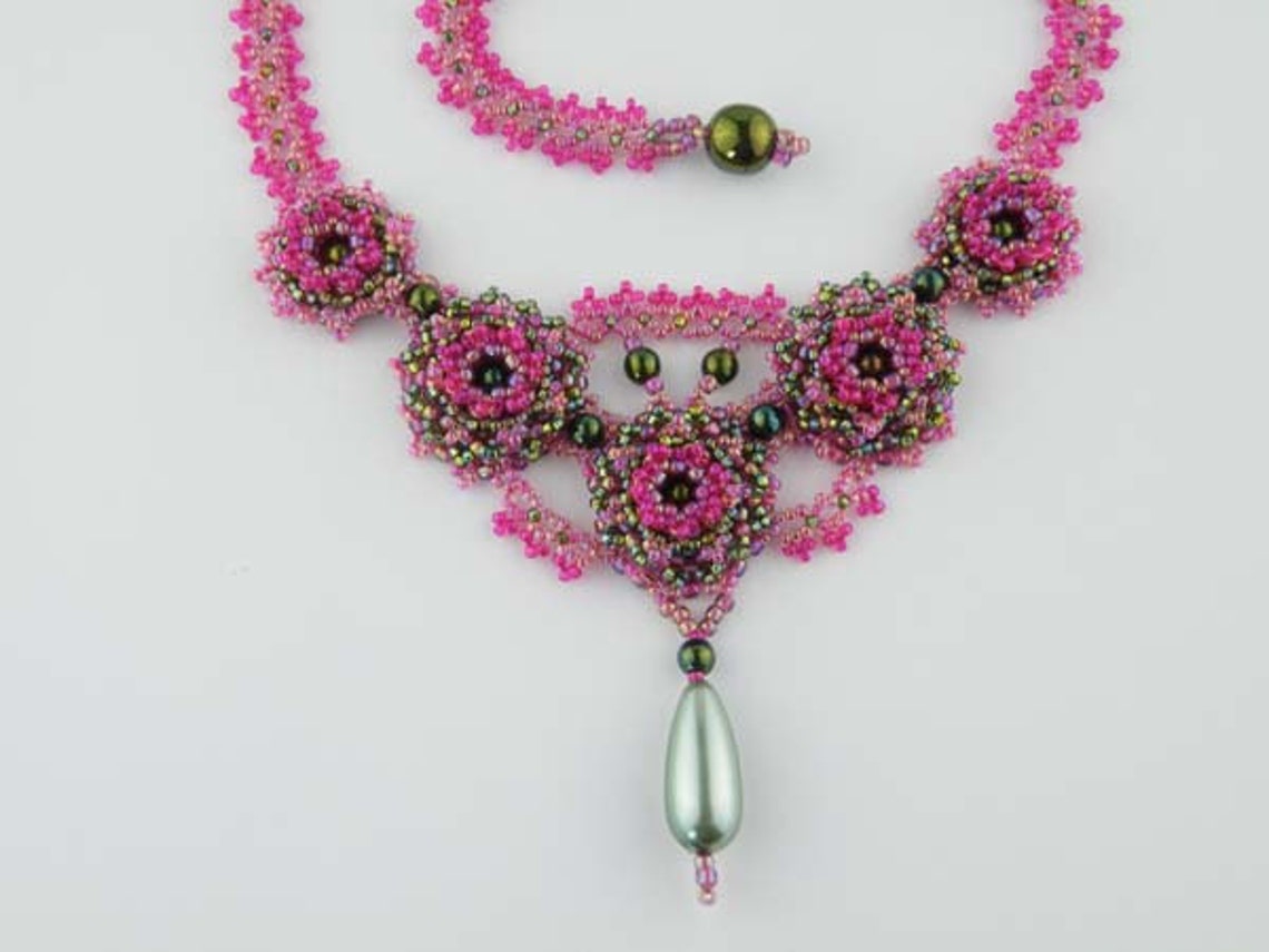 Beading Tutorial Romantic Rosette Necklace - Etsy