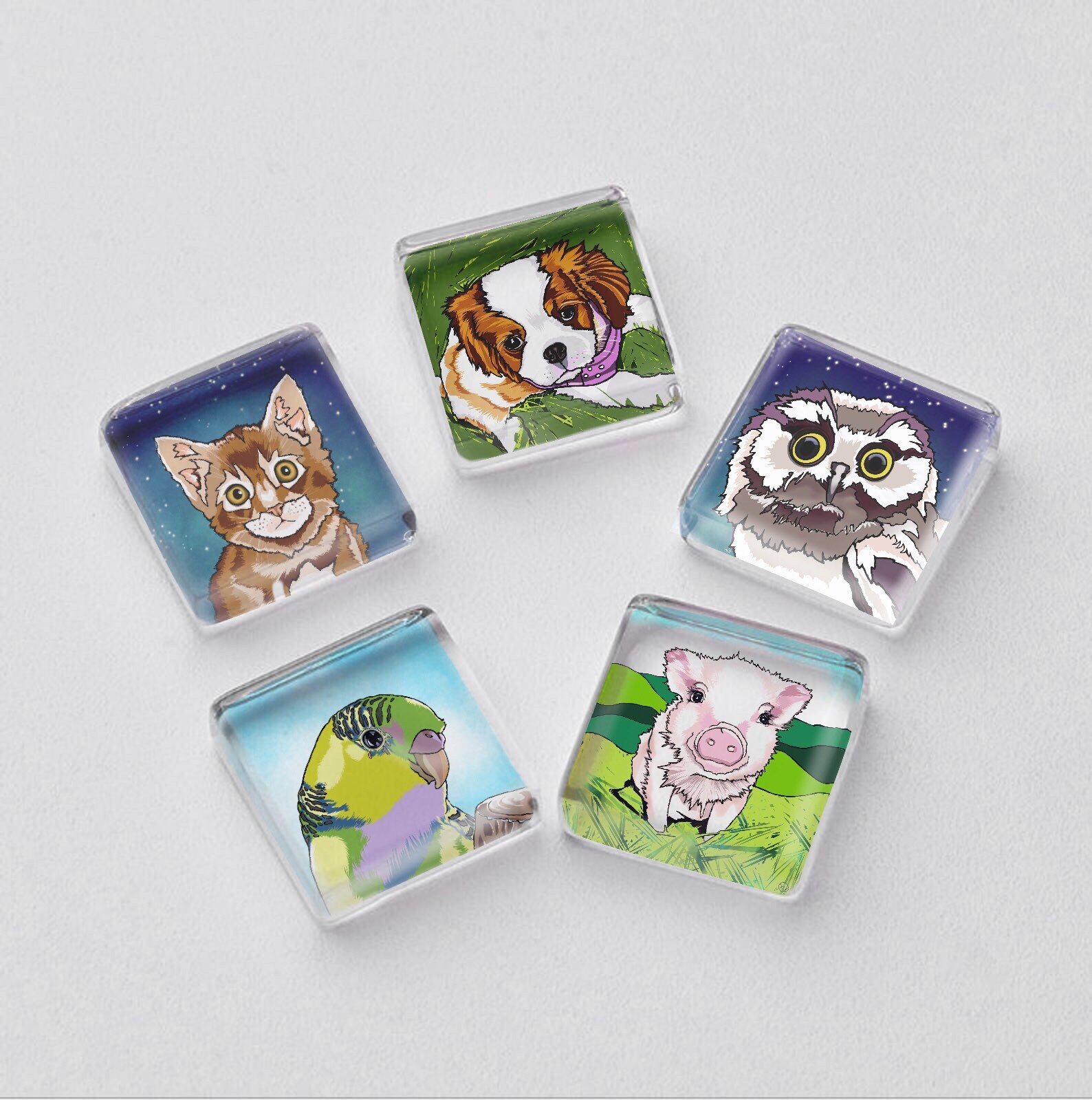 FRIDGE FRIENDS, Fridge Magnets With Animal Motifs, Miniature Original ...