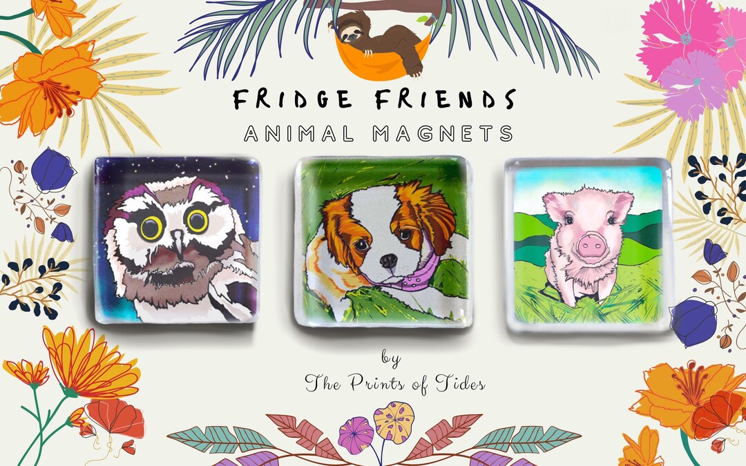 FRIDGE FRIENDS, Fridge Magnets With Animal Motifs, Miniature Original ...