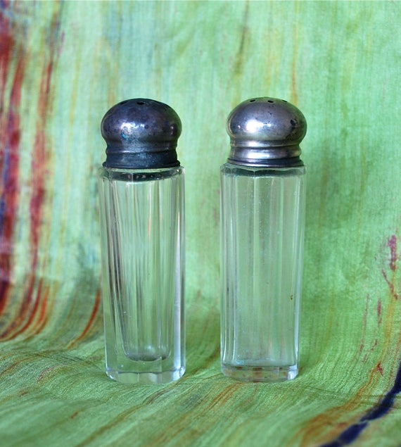 Glass Salt and Pepper Shakers With Sterling Tops - Etsy