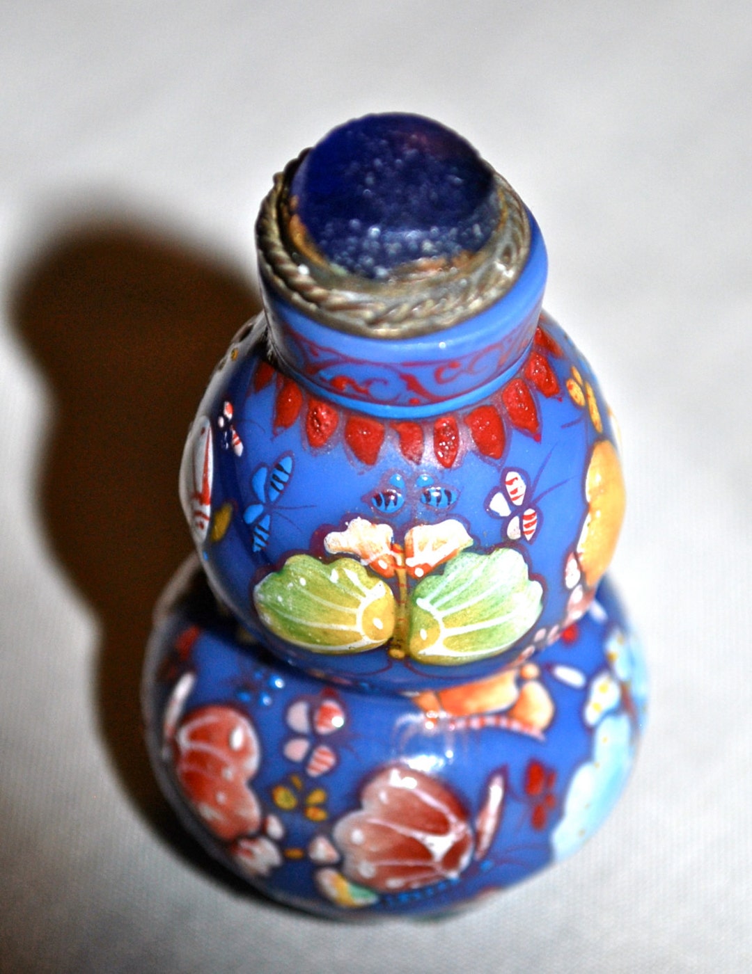 Signed Oriental Blue Snuff Bottle - Etsy