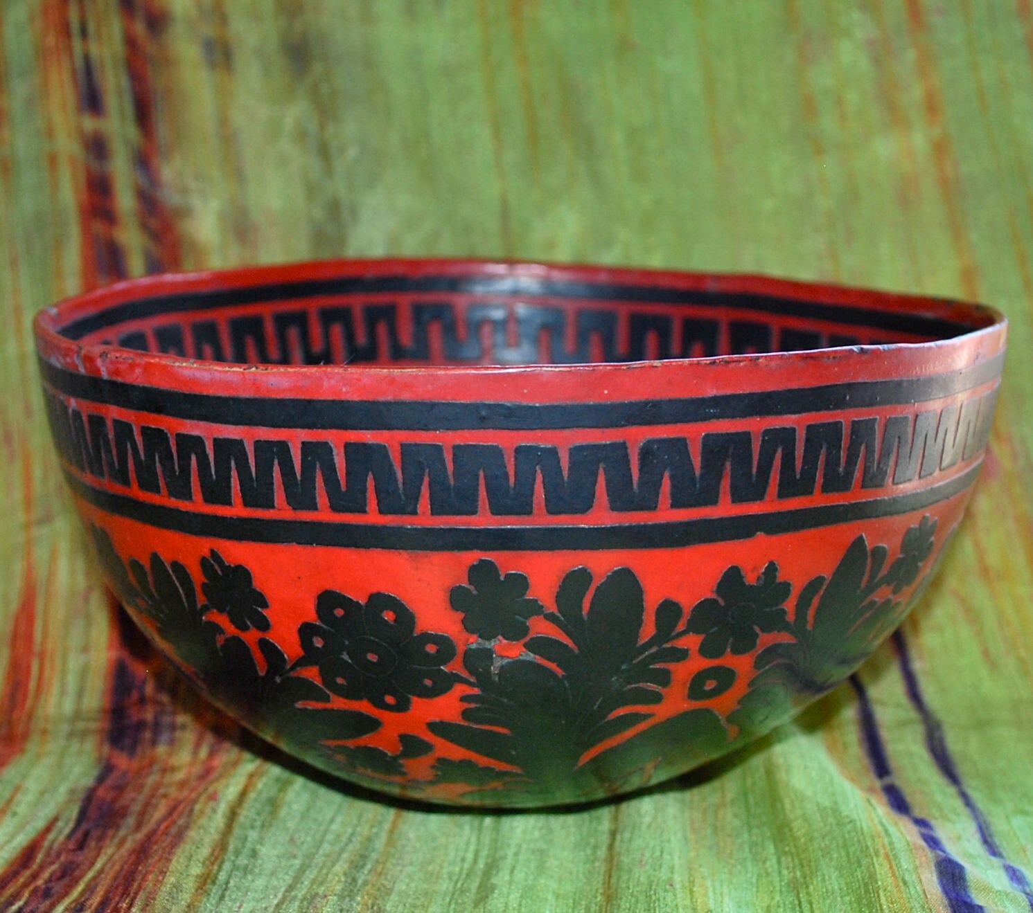 Gourd Bowl With Black and Red Inlay - Etsy