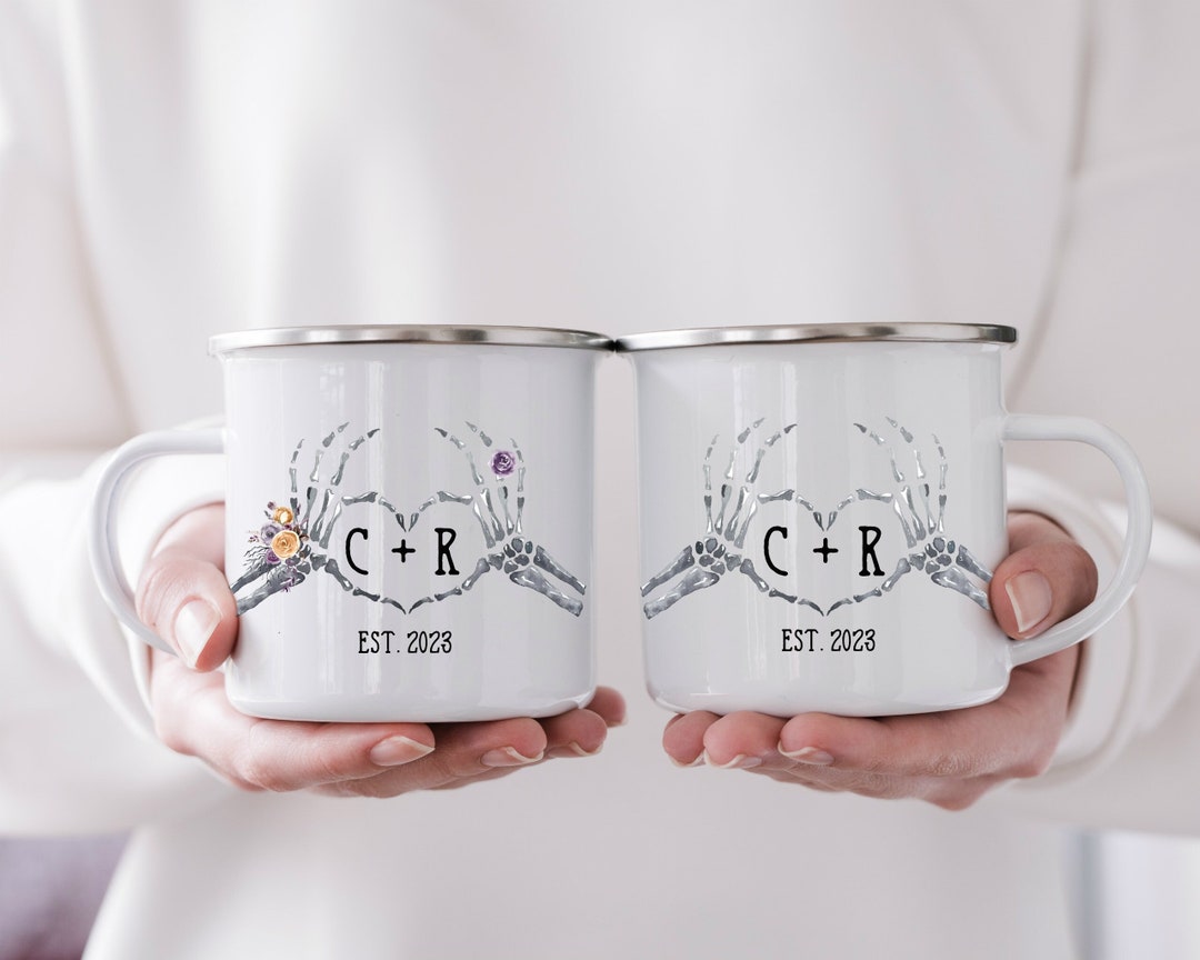 Halloween Mug Set, Skull Mug, Halloween Wedding Gift, Tin Years, Bat ...