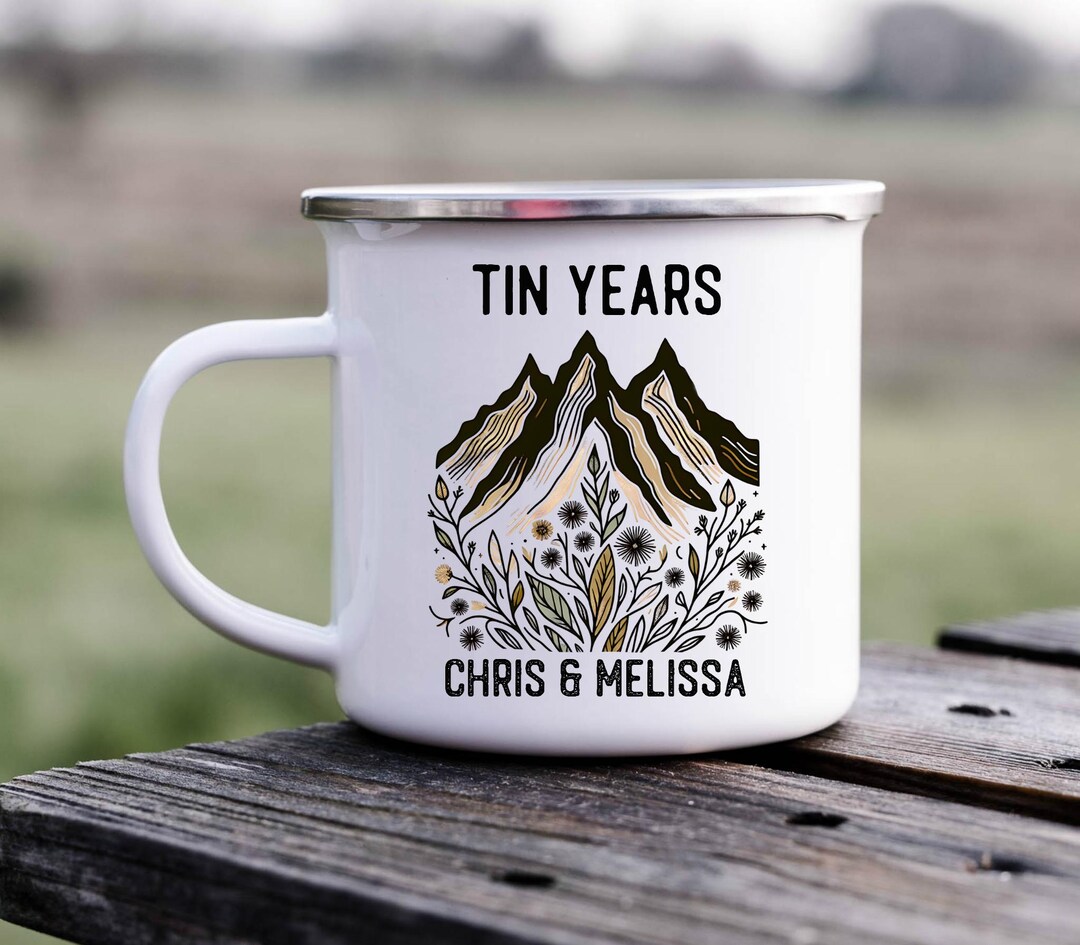 Happy Tin Years, Tin Anniversary Gift, Tin Years, Camping Mug, , Tin ...