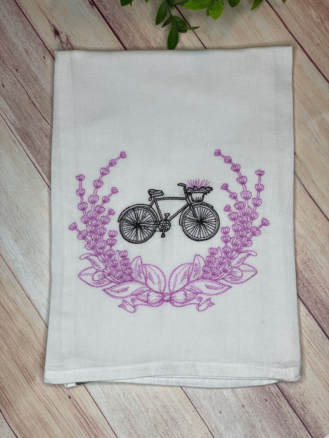 Victorian Laurels Bicycle Retro French Paris Embroidered Kitchen Flour ...