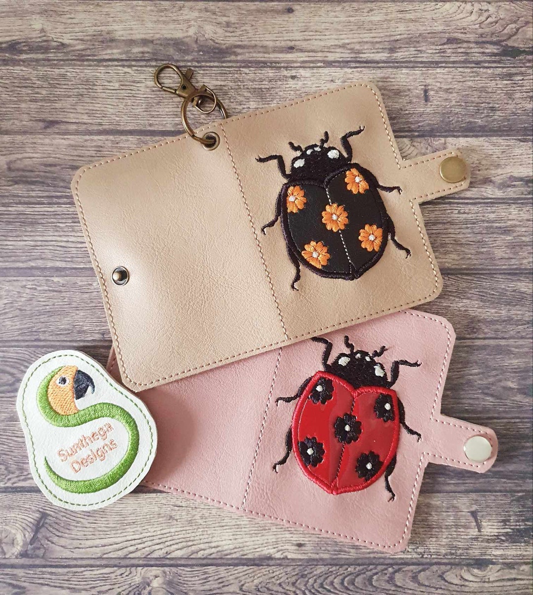 Ladybug Bi-fold Card Holder 5 X 7 ITH DIGITAL FILE for Embroidery ...