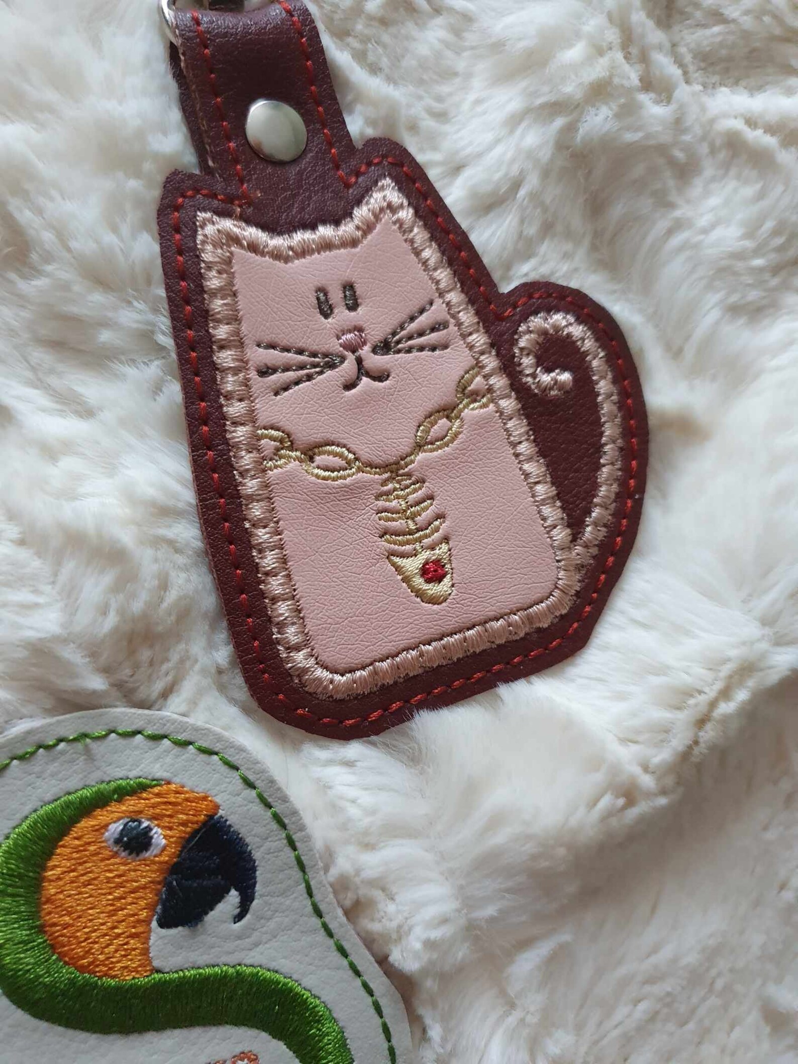 Fishbone Cat Key Fob and Eyelet 4 X 4 ITH DIGITAL FILE for Embroidery ...