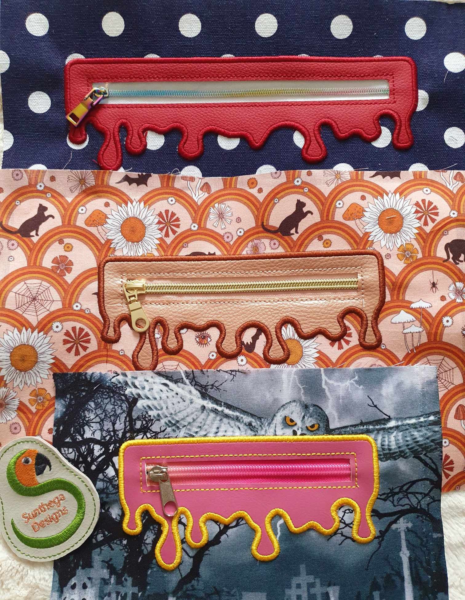 Paint Drip Zipper Overlay 3 Sizes ITH DIGITAL FILE for Embroidery ...