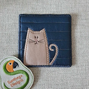 Cat Applique Coaster 4 X 4 ITH DIGITAL FILE for Embroidery Machines ...