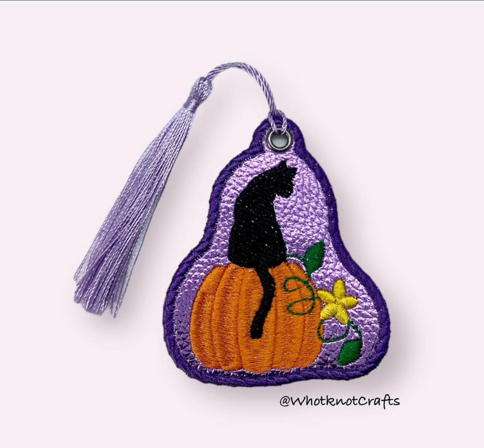 Cat and Pumpkin Eyelet/book Mark 4 X 4 ITH DIGITAL FILE for Embroidery ...