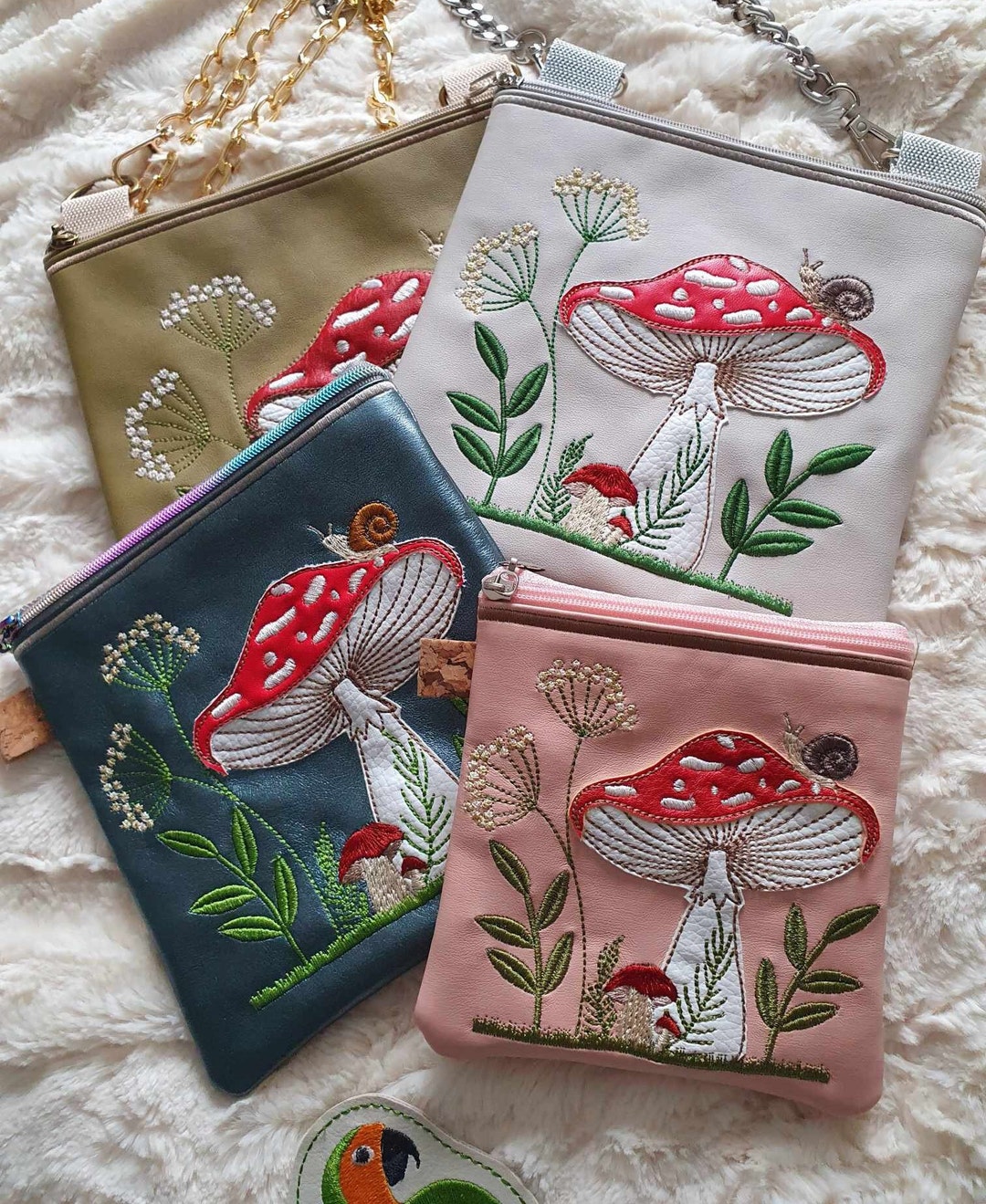 Mushroom and Snail Top Zip Bags 8 X 8, 7 X 7, 6 X 6, 5 X 5 ITH DIGITAL ...