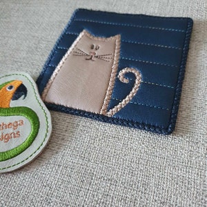 Cat Applique Coaster 4 X 4 ITH DIGITAL FILE for Embroidery Machines ...