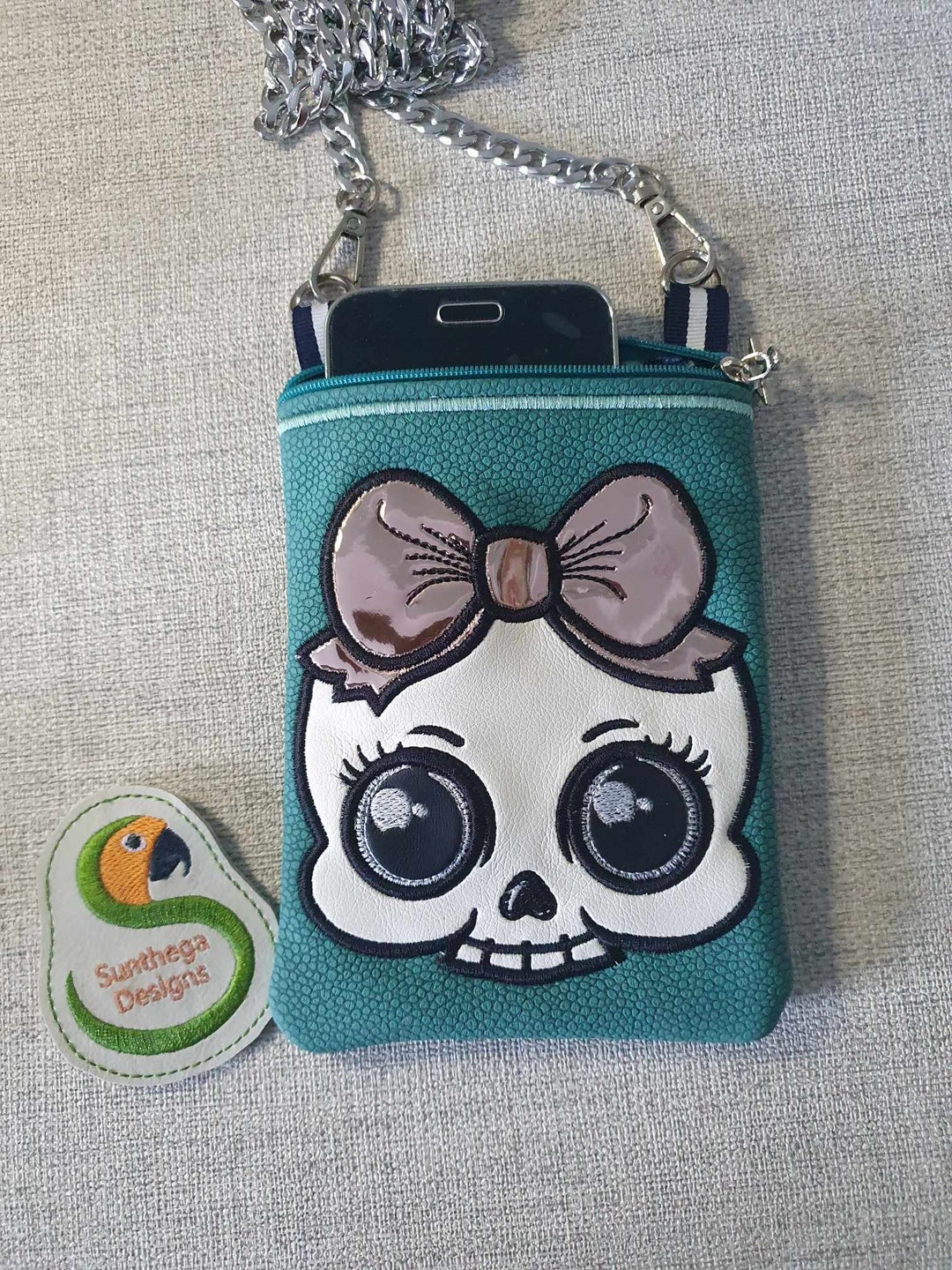 Girl Skull Top Zip Bag 5 X 7 ITH DIGITAL FILE for Embroidery Machines ...