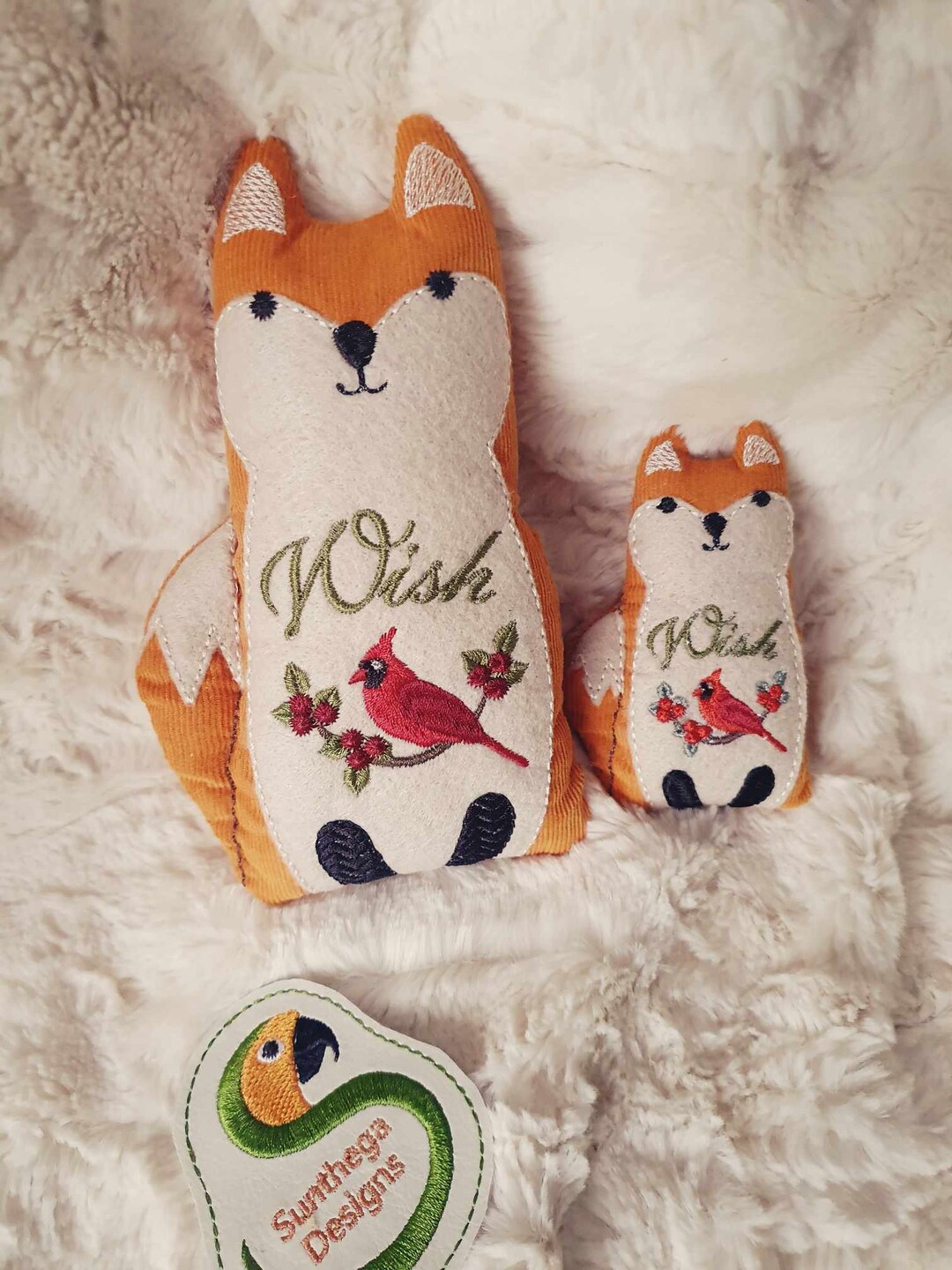 Wish Fox Stuffie 4 X 4 and 5 X 7 ITH DIGITAL FILE Only, Embroidery ...