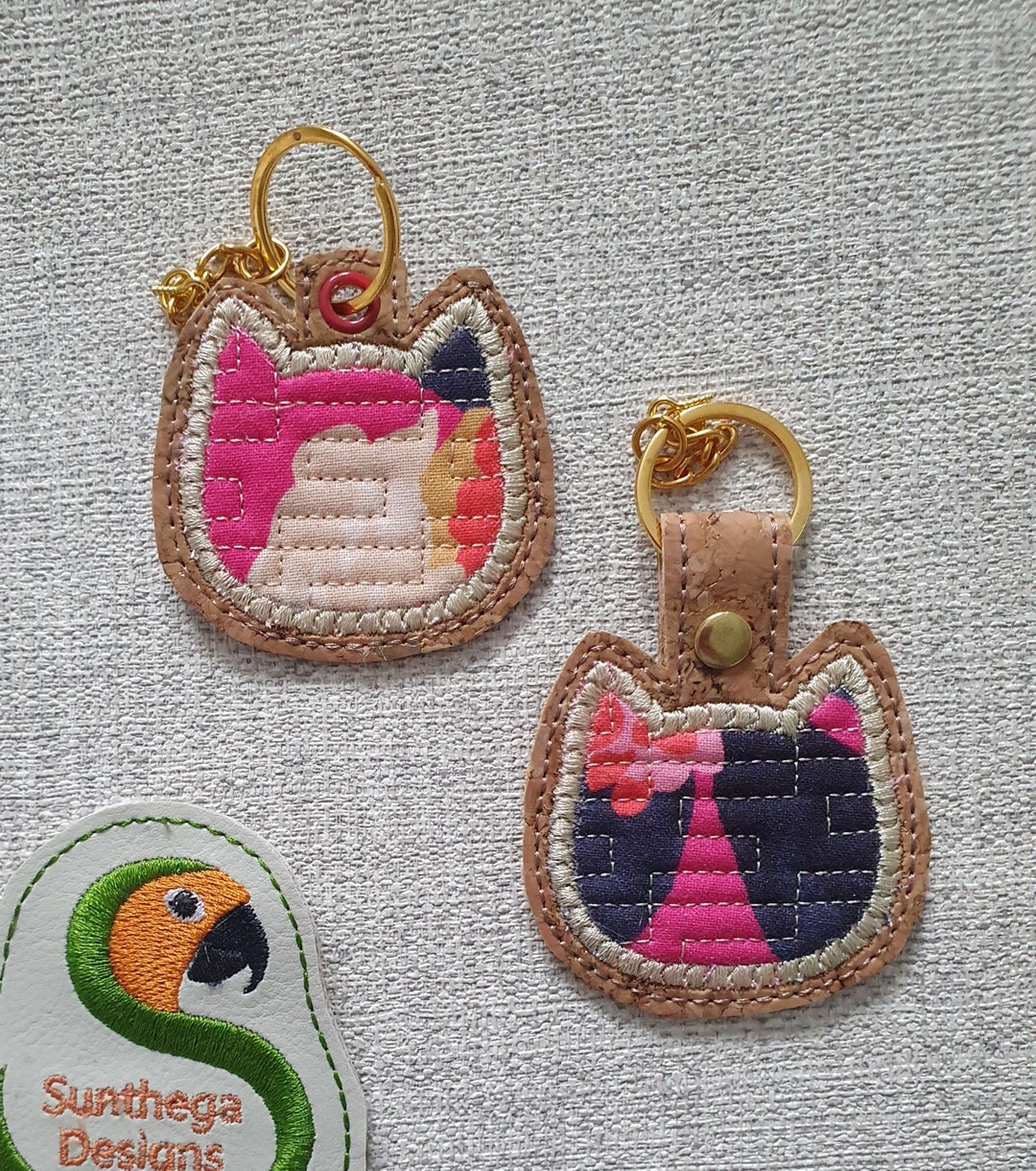 Cat Quilted Key Fob and Eyelet 4 X 4 ITH DIGITAL FILE Only - Etsy