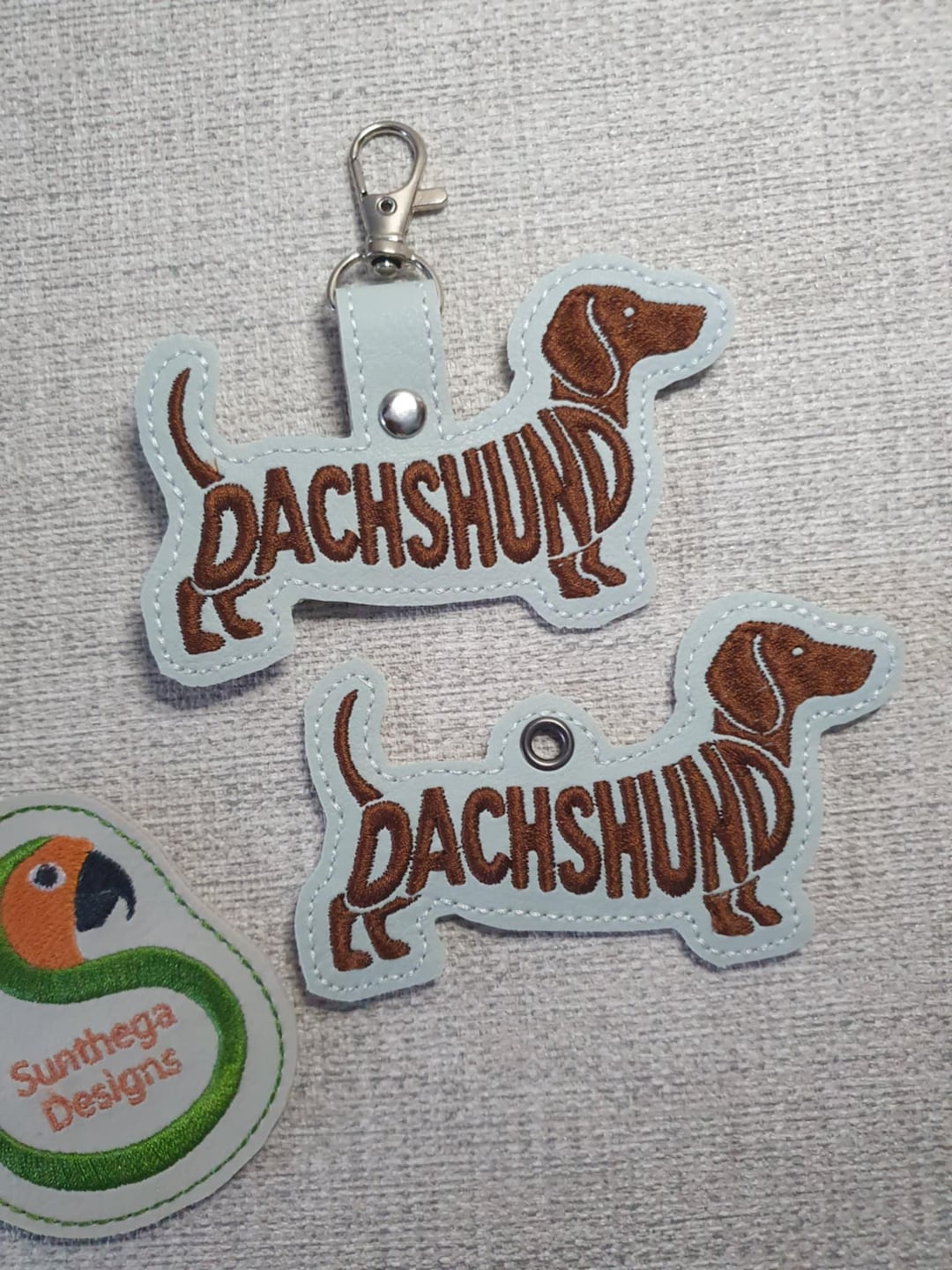 NF Dachshund Key Fob and Eyelet 4 X 4 ITH DIGITAL File for Embroidery ...