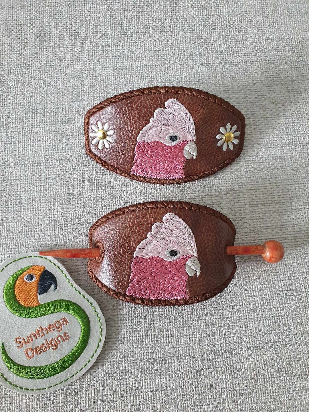 Galah Hair Bun Cover and Barrette 4 X 4 ITH DIGITAL FILE for Embroidery ...