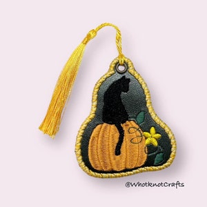 Cat and Pumpkin Eyelet/book Mark 4 X 4 ITH DIGITAL FILE for Embroidery ...