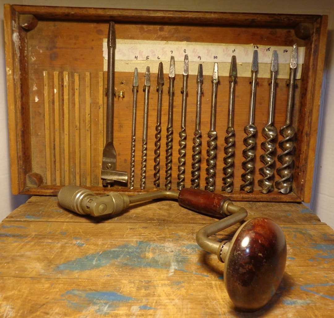 Lakeside Vintage 10 Inch Drill Brace With 12 Auger Bits Plus One ...