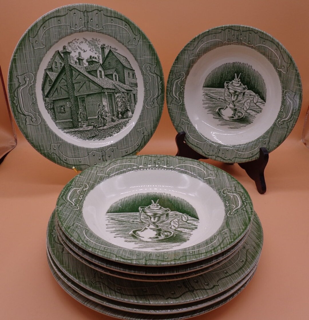 Vintage the Old Curiosity Shop Set of 4 10" Dinner Plates and 4 8 1/4 ...