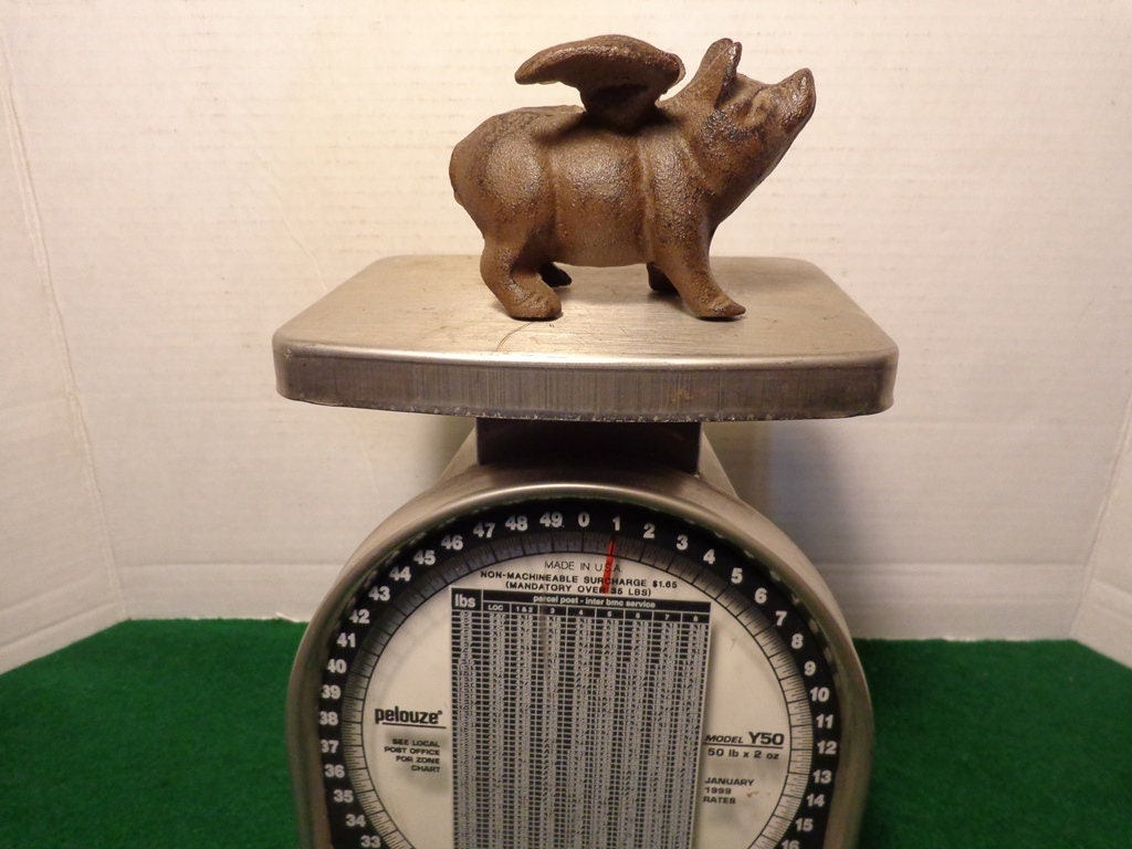 Vintage Cast Iron Large Rustic Piggy Bank and Small Cast Iron Pig on ...