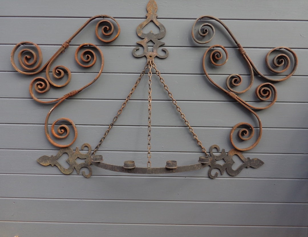 Vintage Extra Large Heavy Duty Hand Forged Wrought Iron Decorative ...