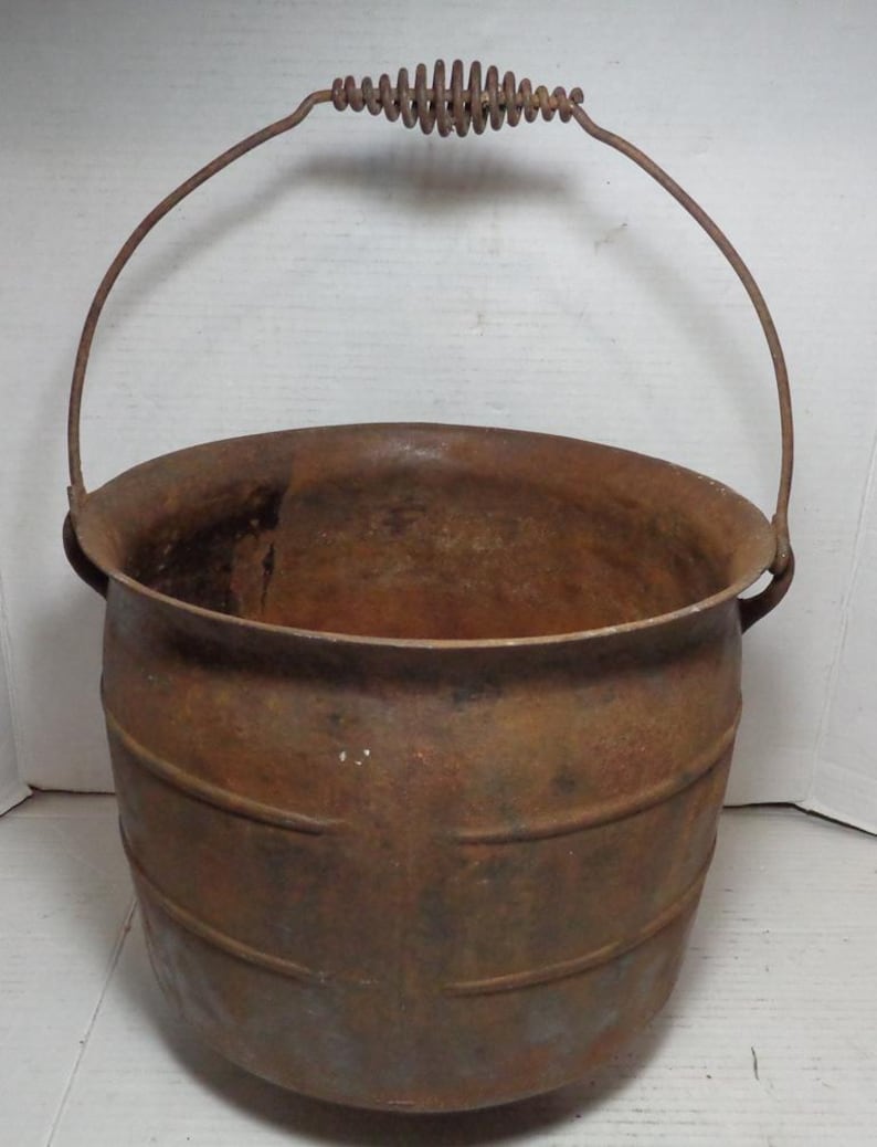 Antique Cast Iron No. 8 Footed Large Pot Kettle Civil War Era C/B JA ...