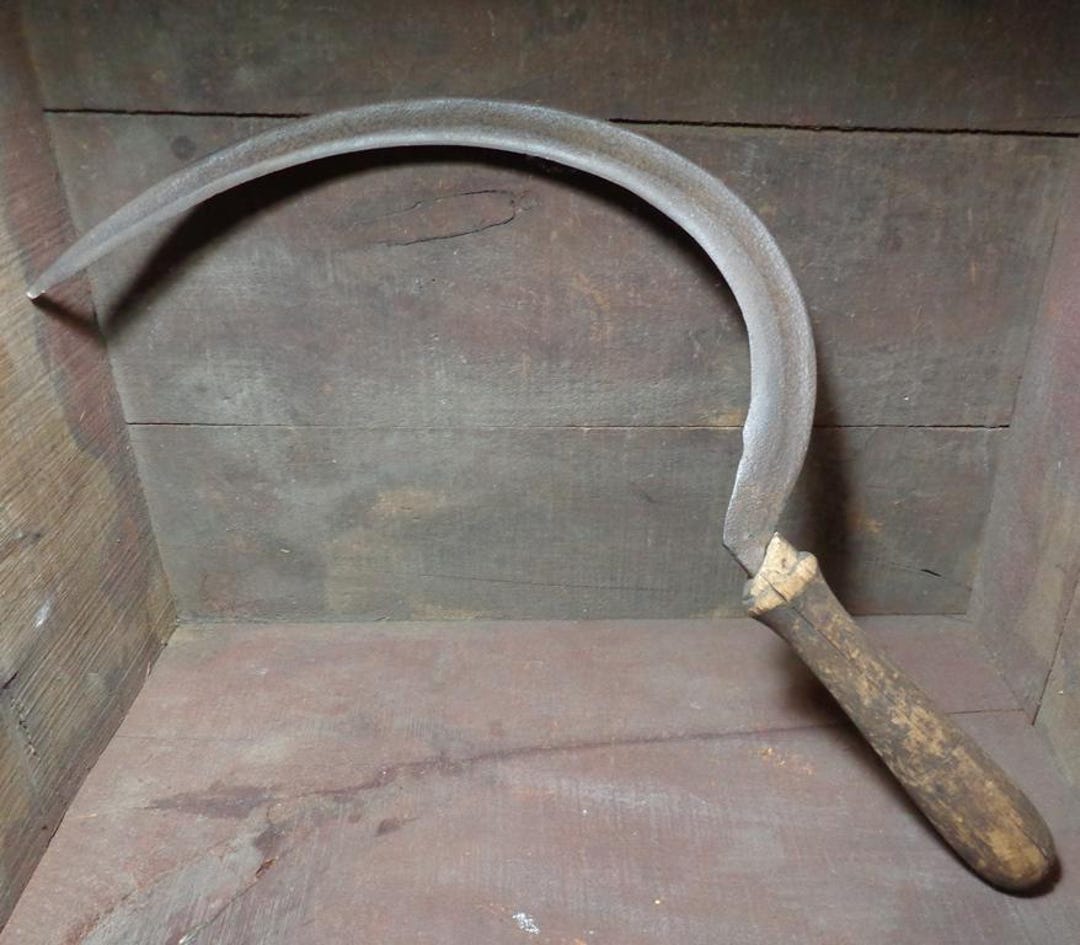 Vintage 17 Inch Grass Hook Sickle, Billhook or Slasher Hook Tool Wood ...
