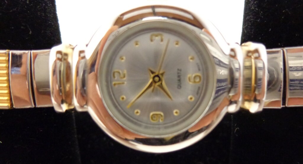Ladies Quartz Two Tone Sliver and Gold Watch With Stretchable Two Tone ...
