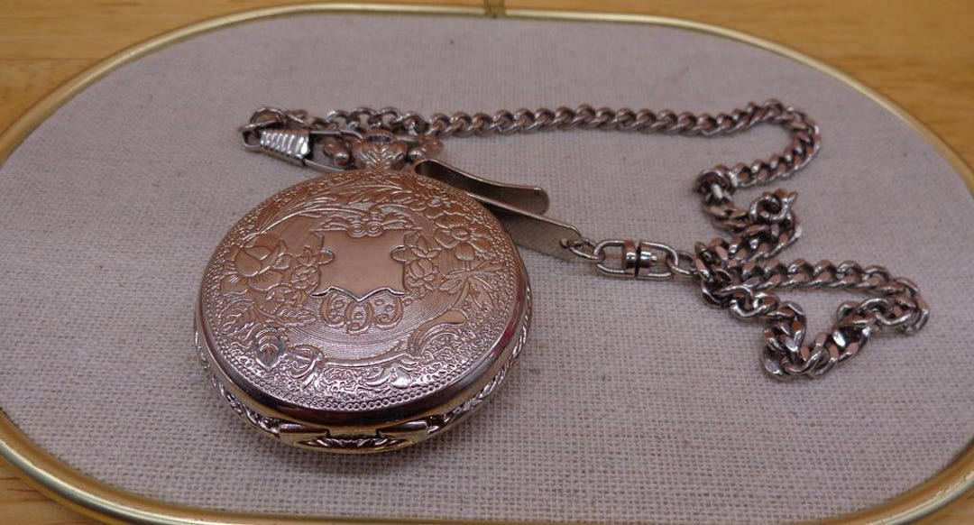 RUMOURS Nice Looking Pocket Watch With 12" Long Chain With Clip, Japan ...
