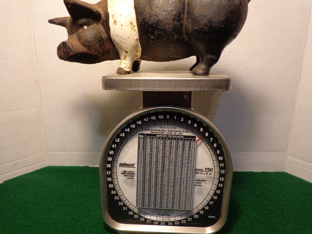 Vintage Cast Iron Large Rustic Piggy Bank and Small Cast Iron Pig on ...