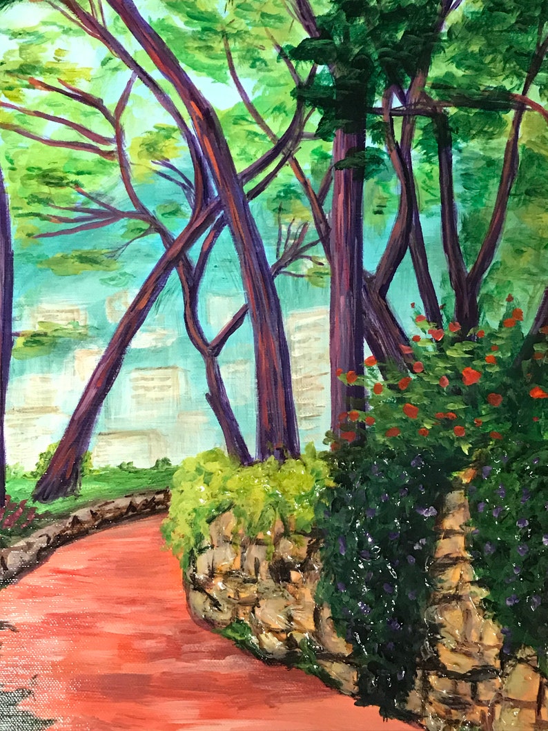 Gardens of Monaco Acrylic Landscape Painting | Etsy