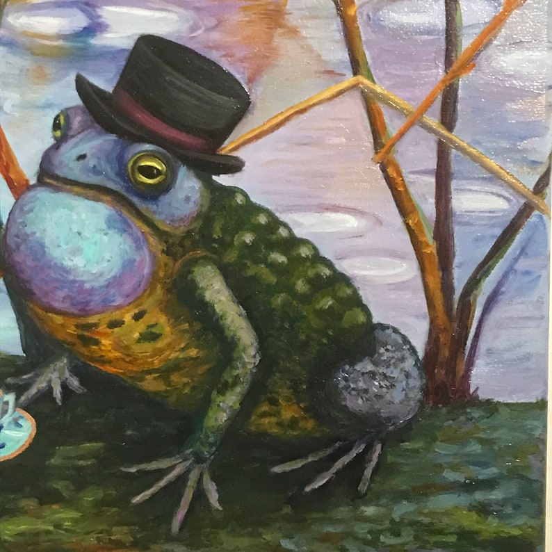 Surrealist Fancy American Toad Oil Painting | Etsy