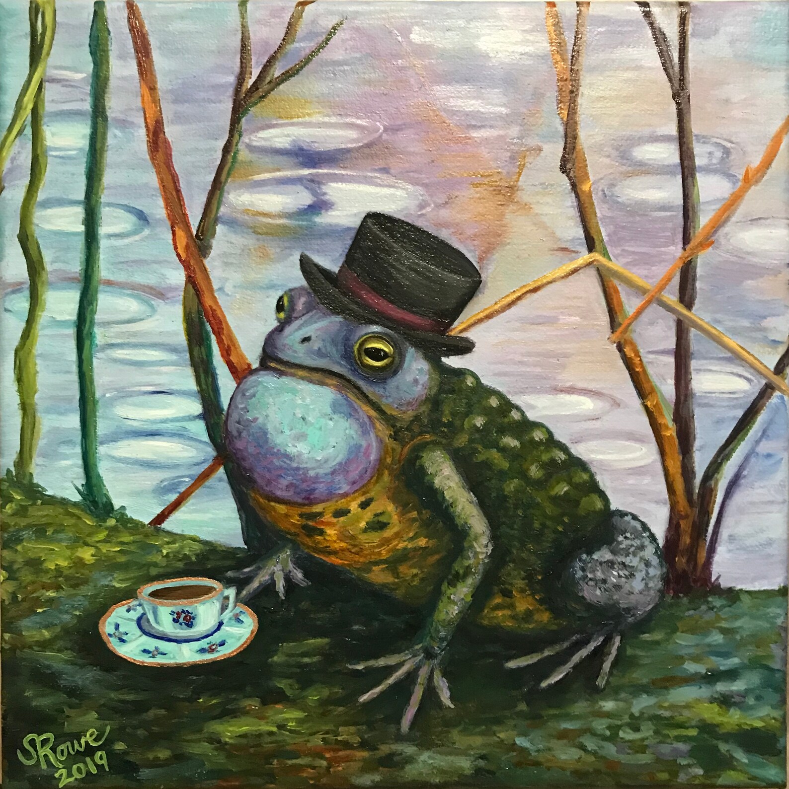 Surrealist Fancy American Toad Oil Painting | Etsy
