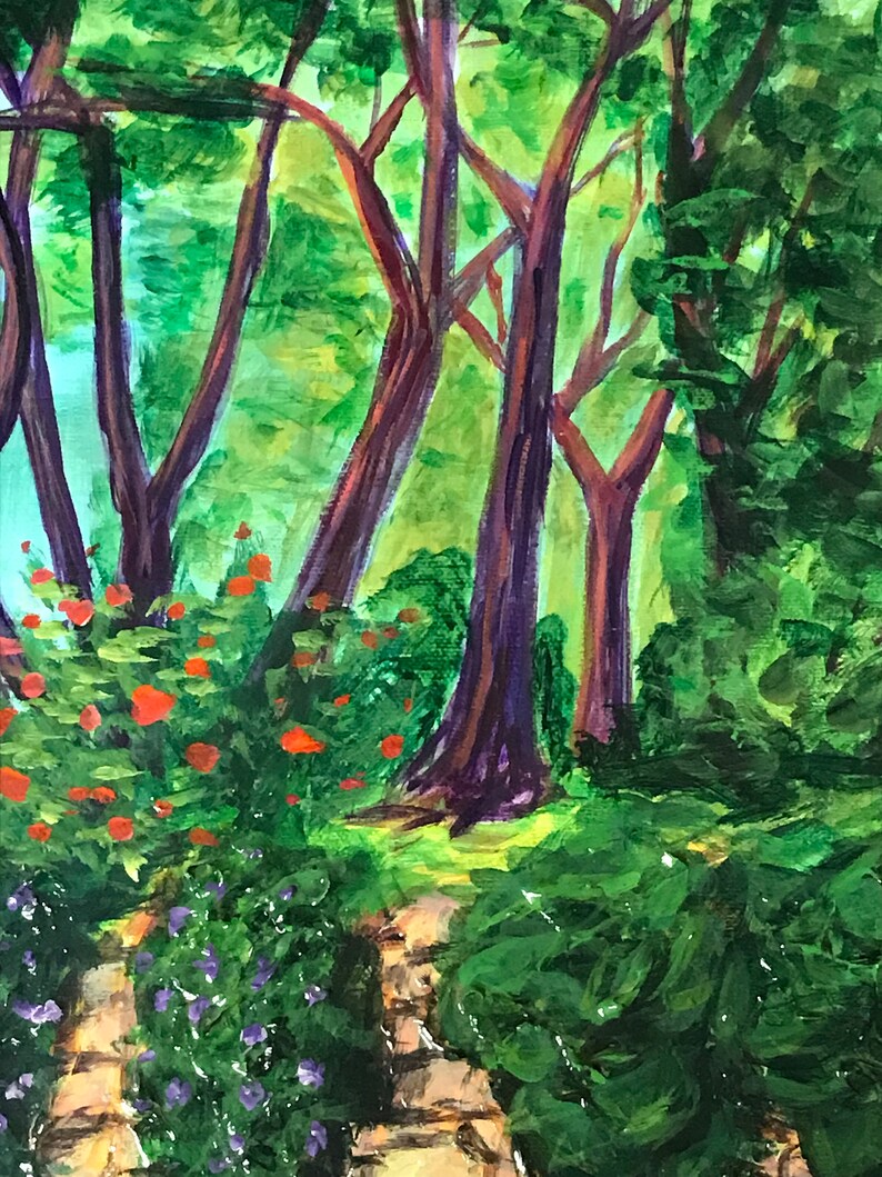 Gardens of Monaco Acrylic Landscape Painting | Etsy