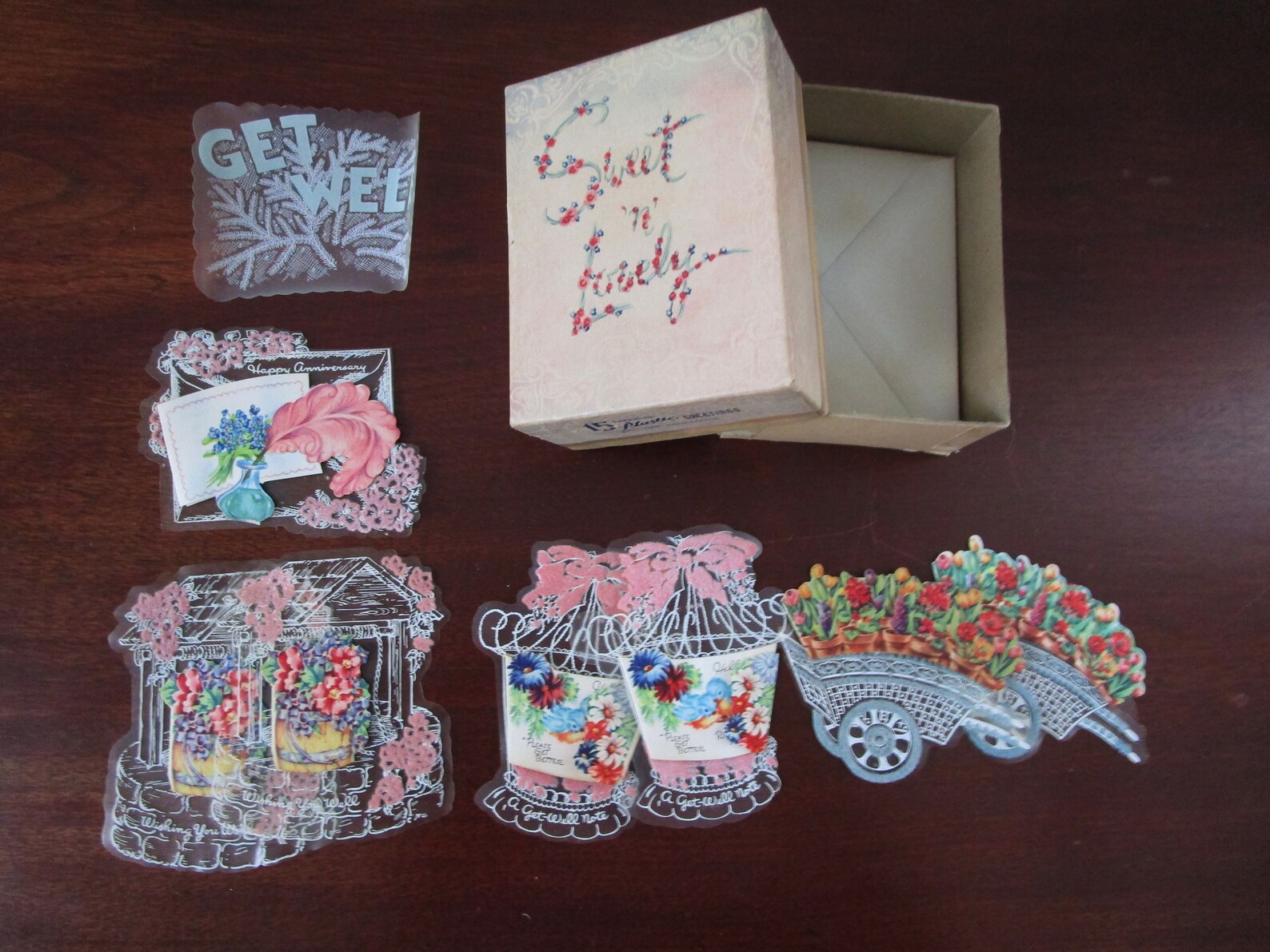 Vintage Plastic & Felt Note Cards in Box 7 Antique Notecards - Etsy