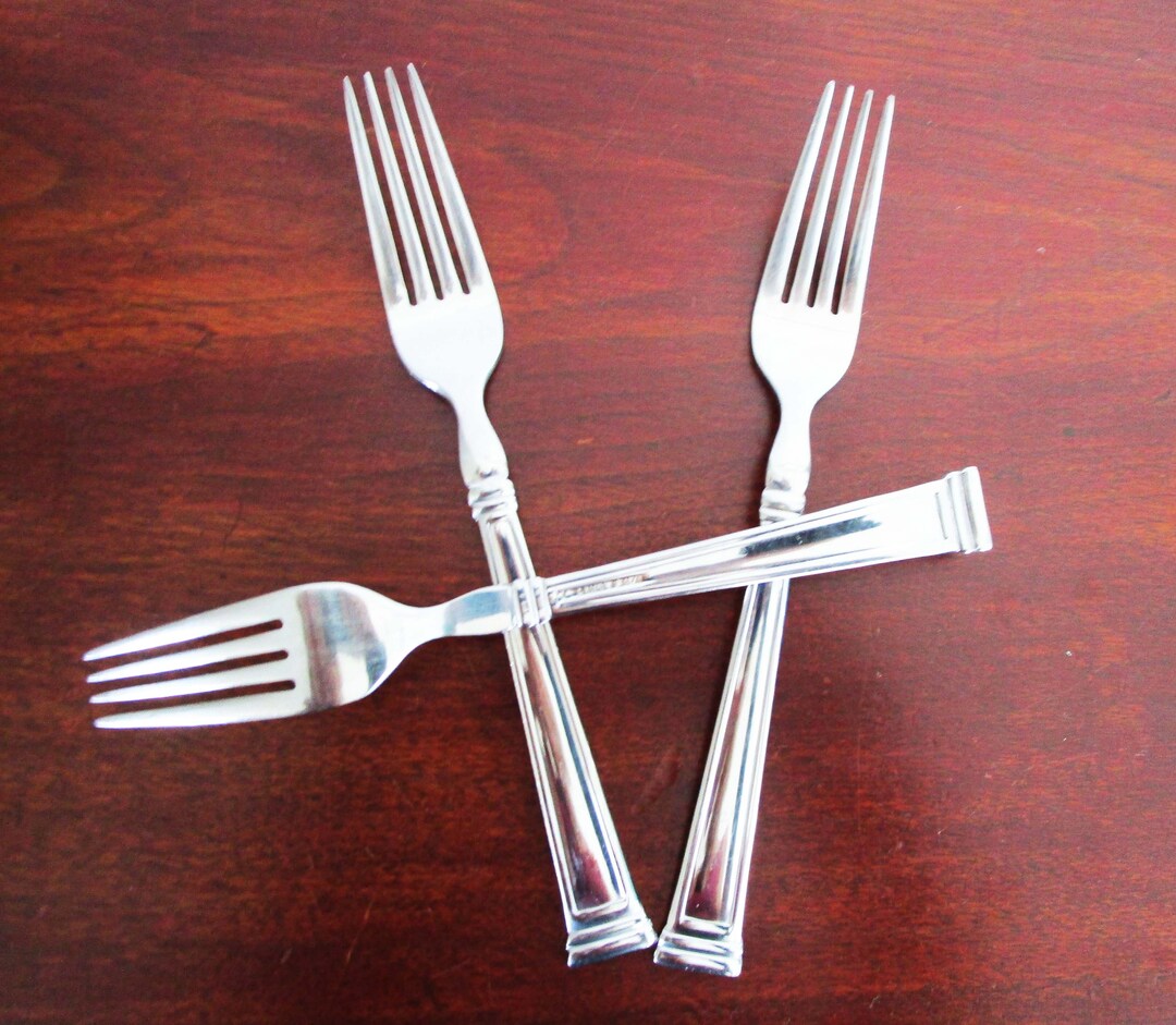 Vintage Lenox ETERNAL Stainless 18/8 Flatware 3 Dinner Forks Vintage Silverware Status Active ...