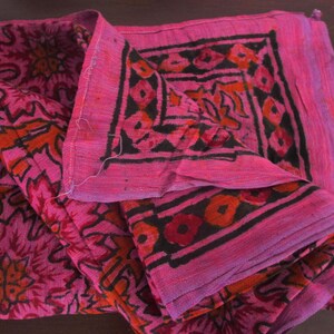 Mid Century 1960s India Bedspread Lightweight Red Purple Floral Boho Design Hand Dyed Woven ...