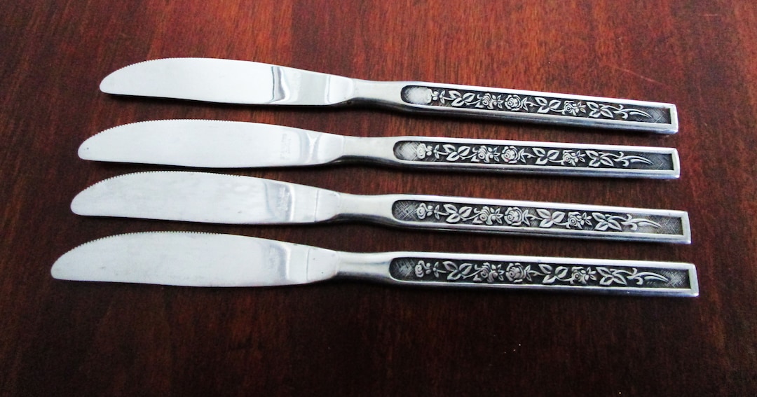 Mid Century 1950s Flatware 4 Dinner Knives MARIA GRANDE Stainless Steel ...