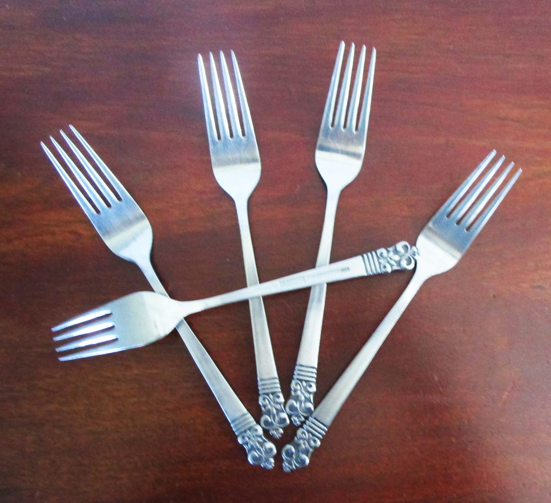 Cambridge Silver CBS1 Stainless 5 Dinner Forks Ornate Floral Pattern ...