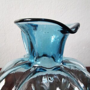 Vintage Pitcher Teal Blue Melon Shape Decanter Art Glass C. | Etsy