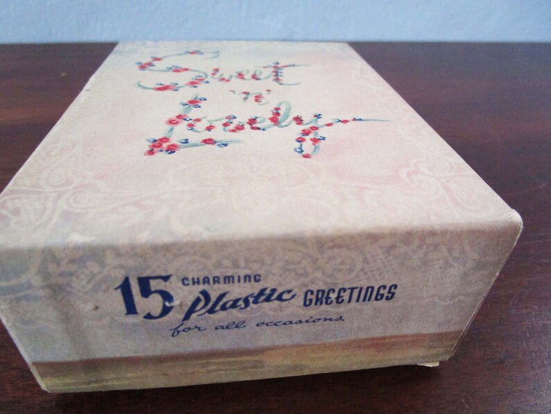 Vintage Plastic & Felt Note Cards in Box, 7 Antique Notecards Get Well ...