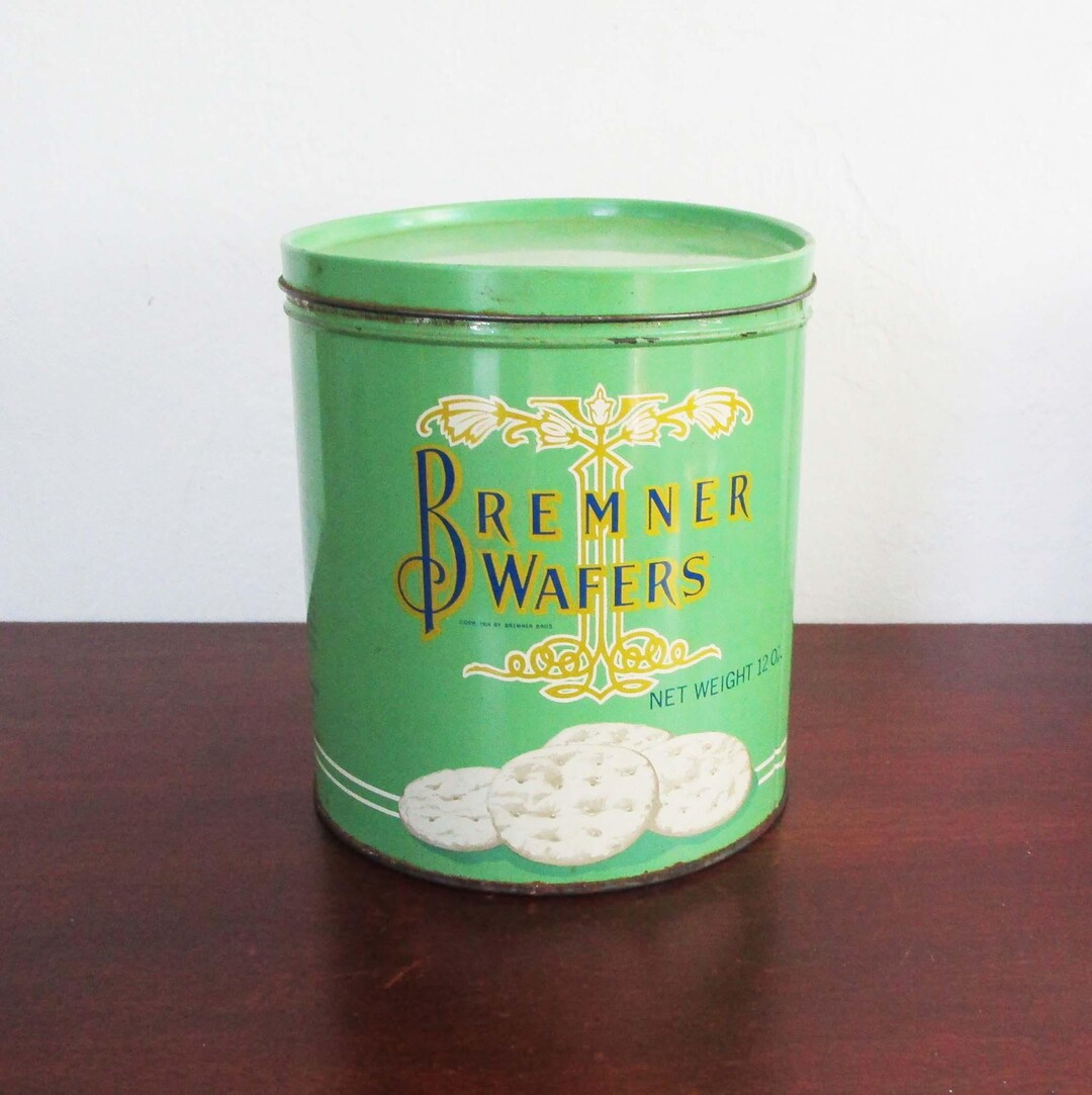 Vintage Tin Box Mint Green Bremner Wafers Art Deco Cracker Tin Biscuit ...