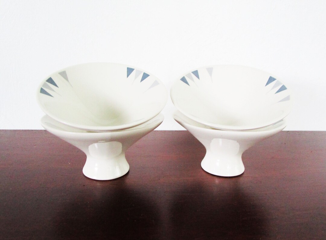 Vintage MCM Atomic Pyramid Bowls by Iroquois Pottery Gray Design, 1950s ...