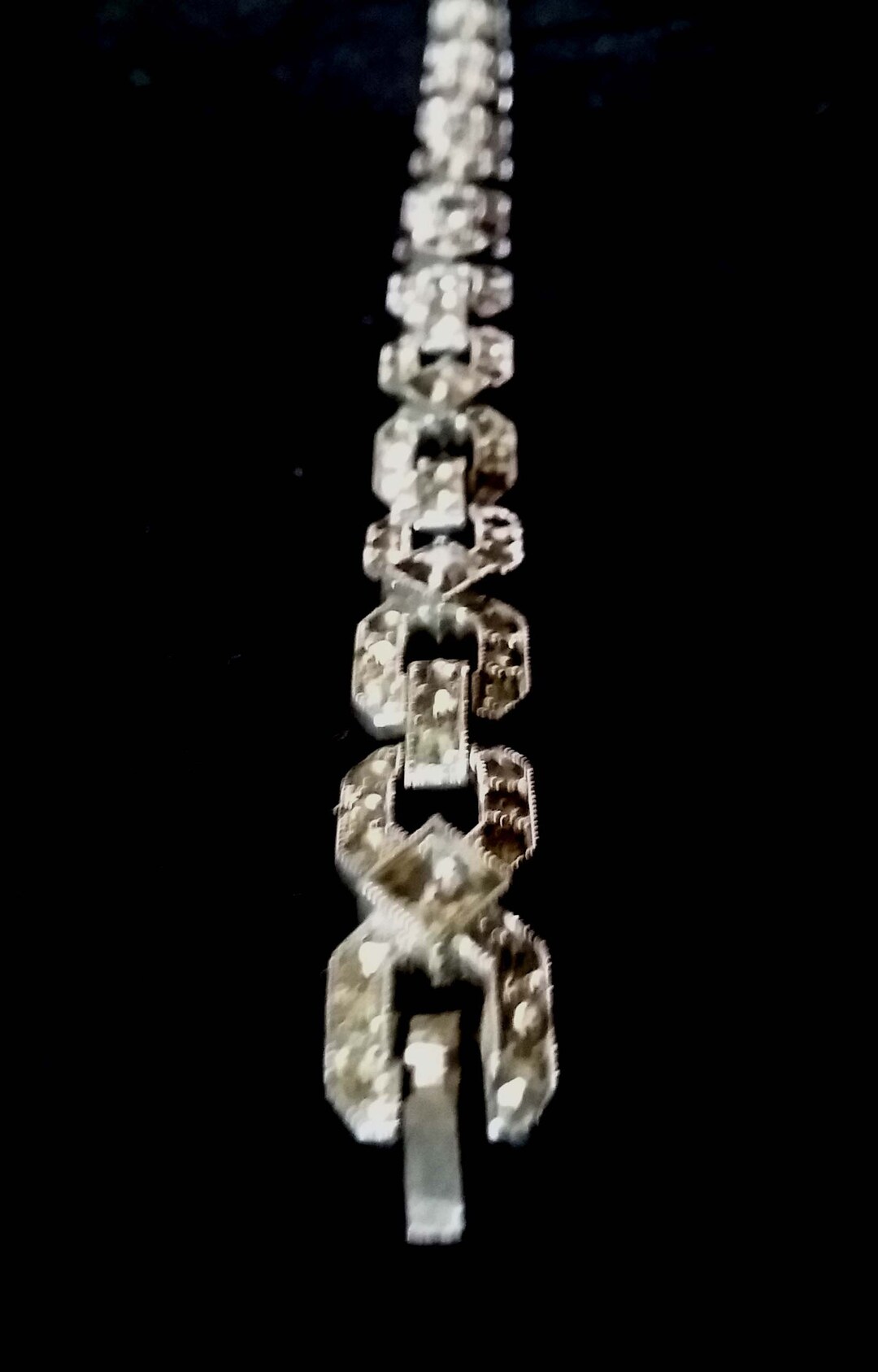 Art Deco Links Bracelet 1950s Silver Cut Crystal Various Sizes ...