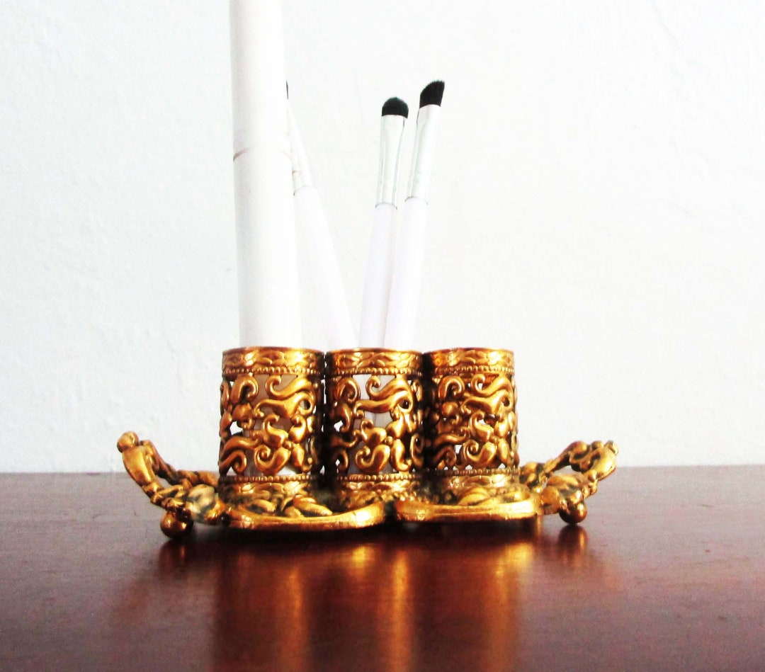 Vintage Style Built Lipstick Holder Hollywood Regency Vanity Brass ...