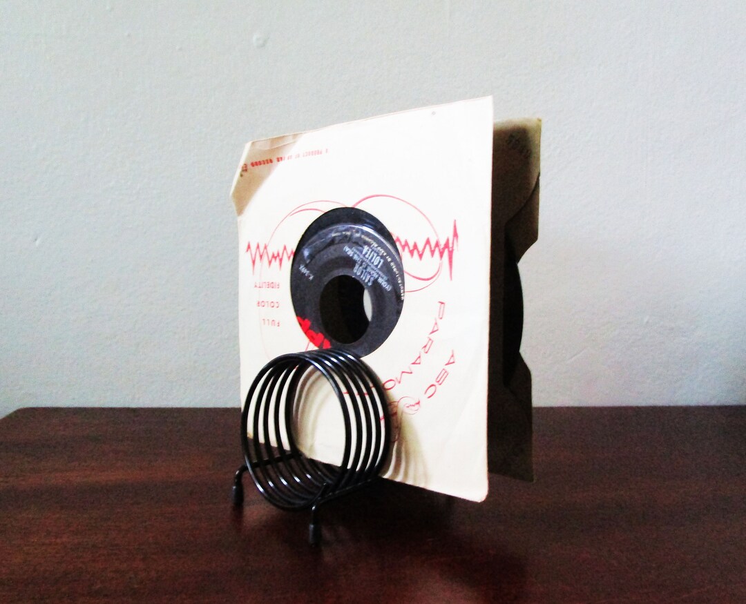 Black Vintage Spiral Wire Record Rack Vinyl Stand Holder Storage 45s ...